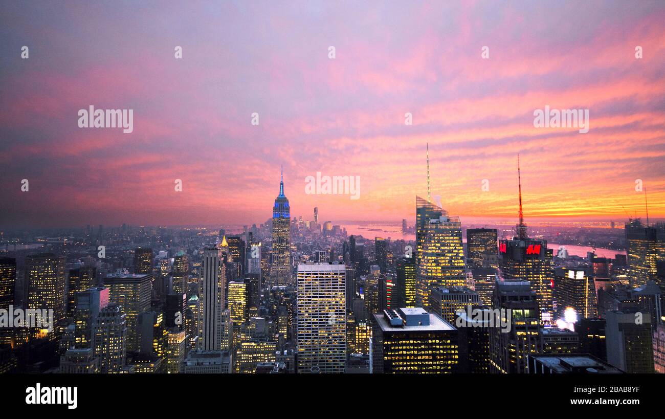 New York City Sunset RoofTop Stock Photo - Alamy