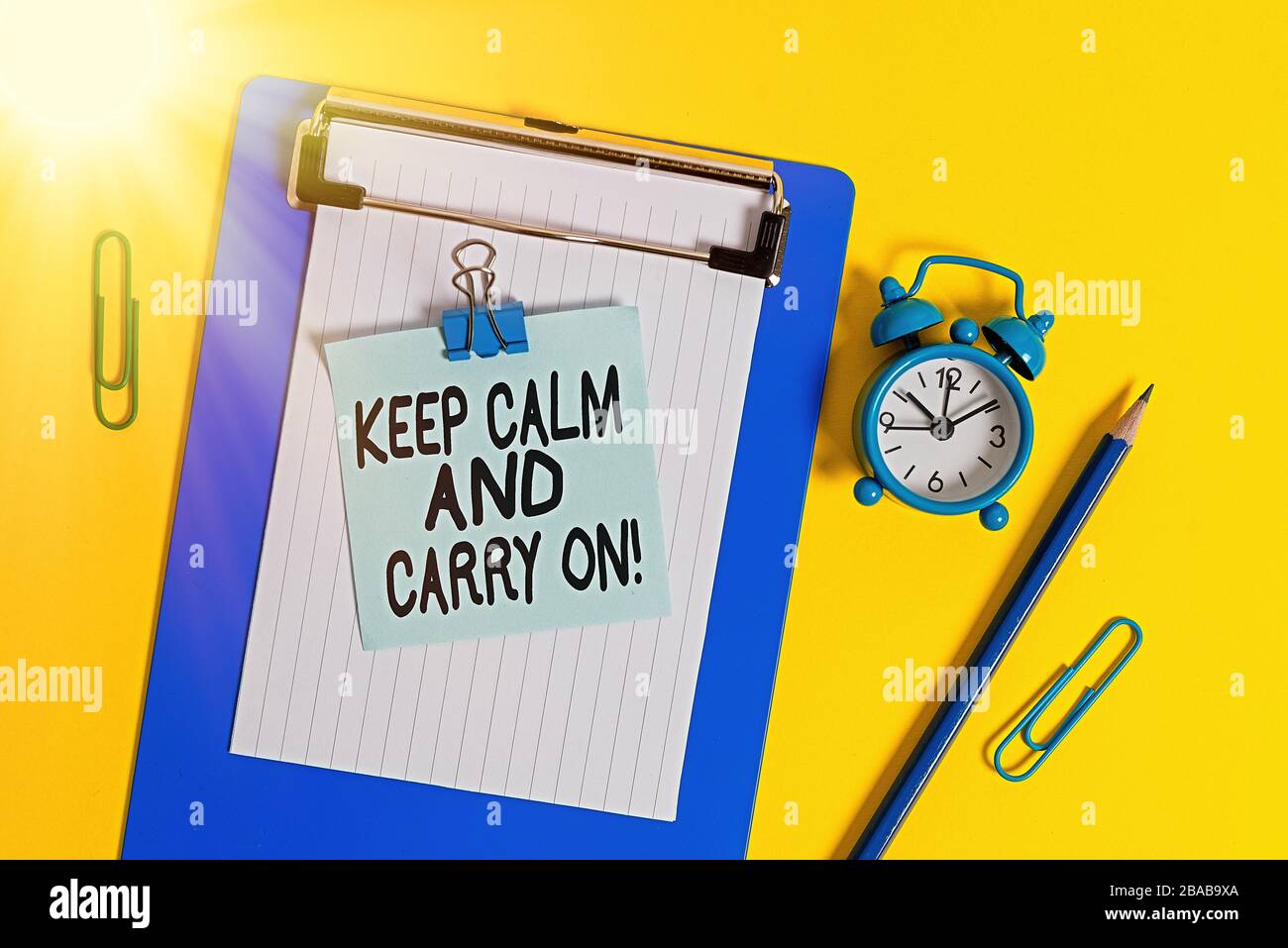 Conceptual hand writing showing Keep Calm And Carry On. Concept meaning ...