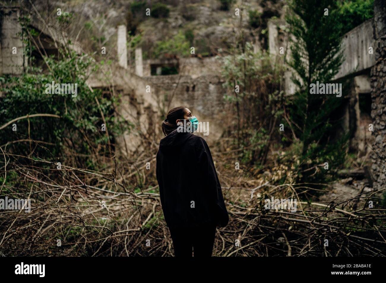 Patient suffering from infectious disease,sick person in mask.Scared ...