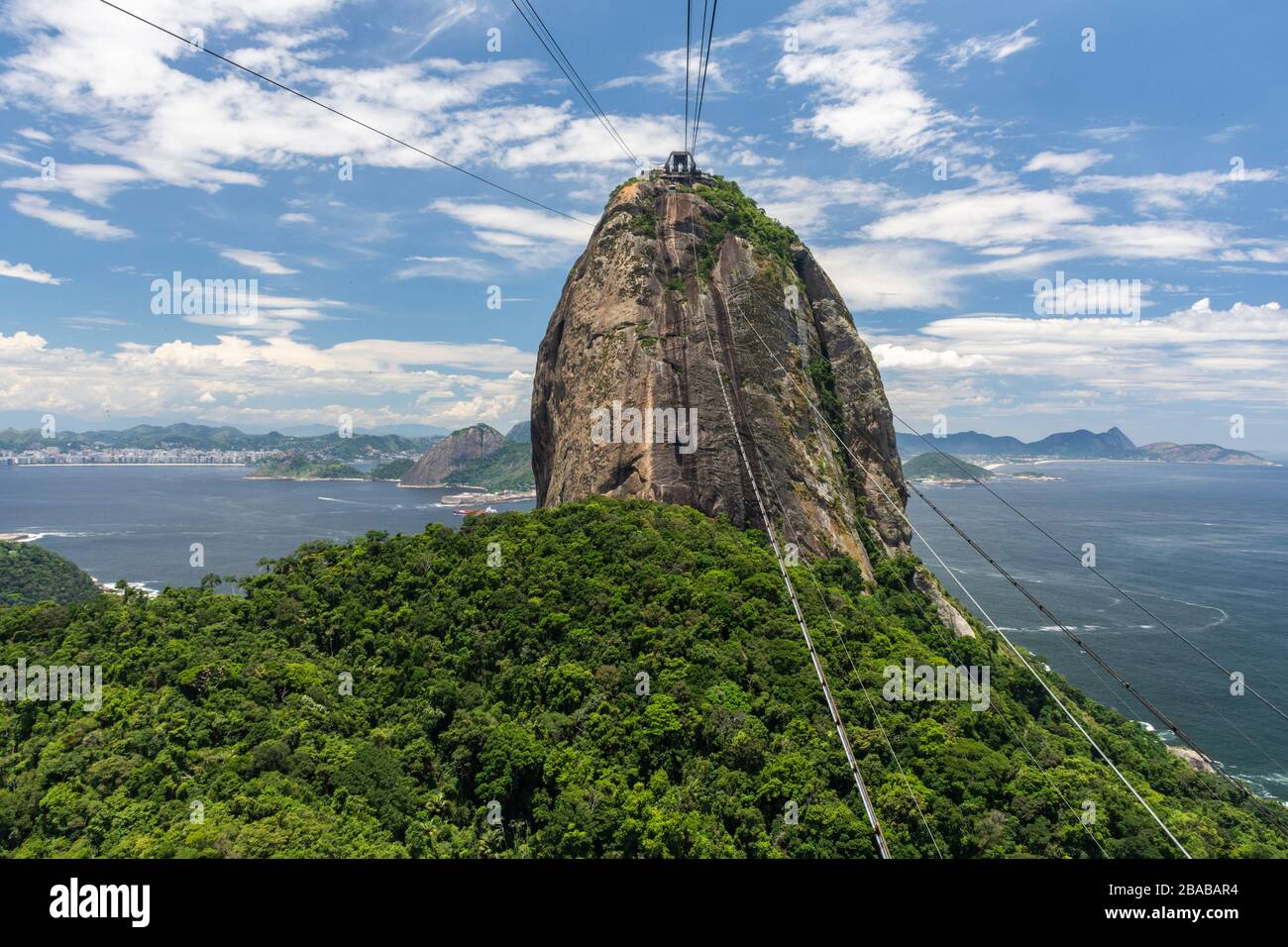 Beautiful view from Sugar Loaf Mountain to green rainforest and city ...