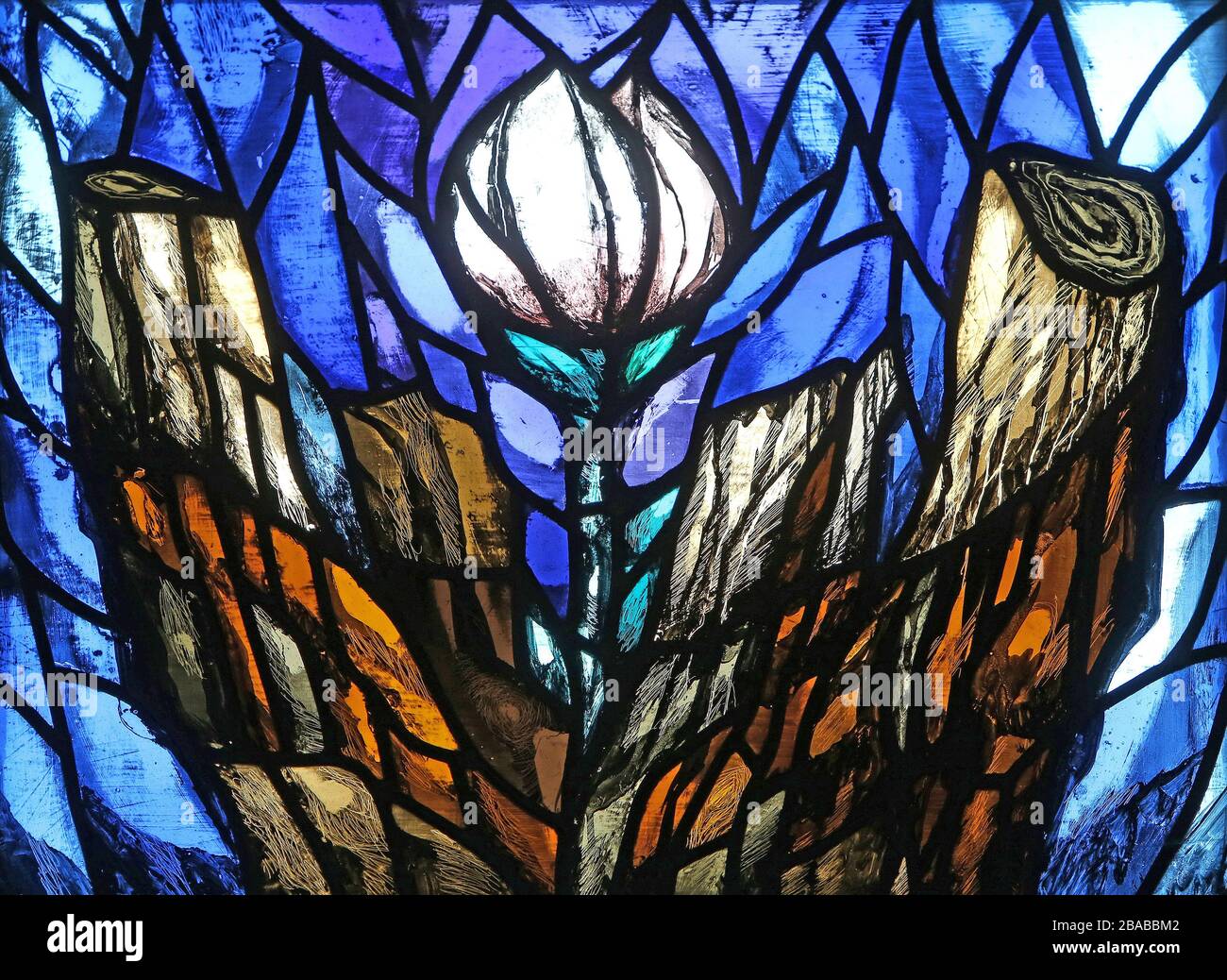 Flower, detail of the stained glass Prophet Isaiah by Sieger Koder in ...