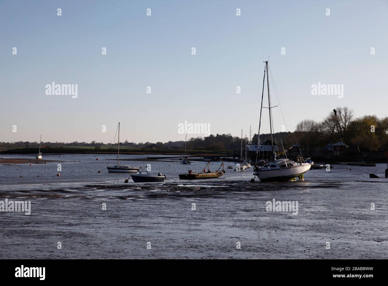 The River Deben from Woodbridge looking down river at low tide ...