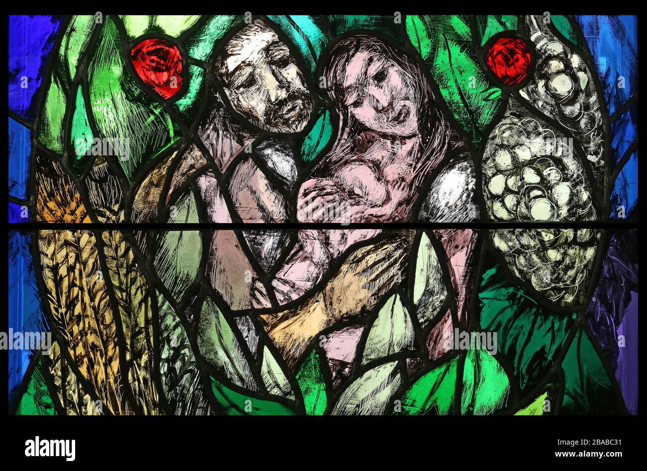 Creation and birth, detail of stained glass window by Sieger Koder in ...