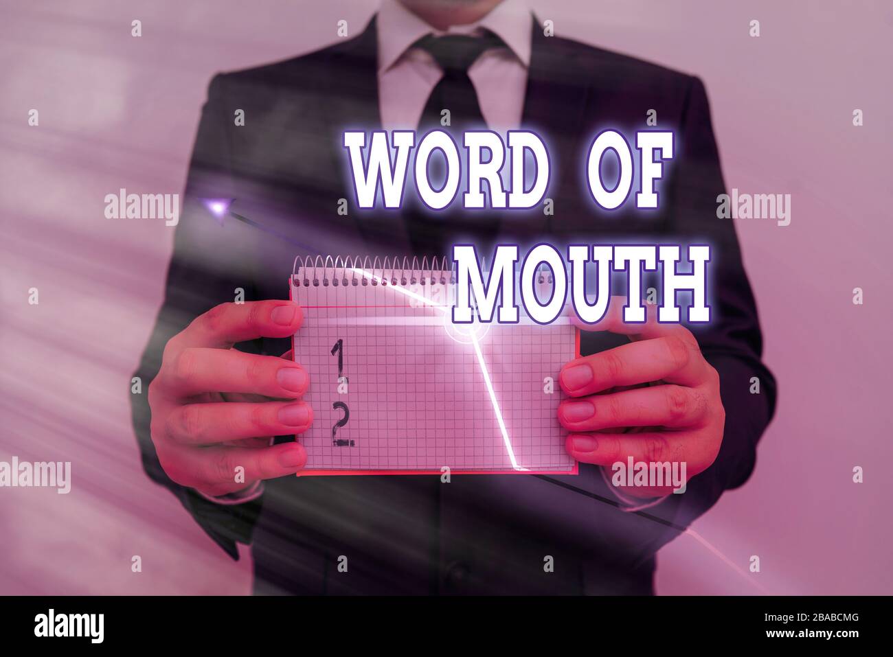 Writing note showing Word Of Mouth. Business concept for information ...