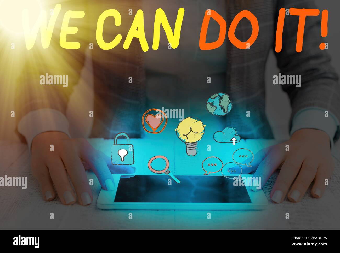 Conceptual hand writing showing We Can Do It. Concept meaning see ...