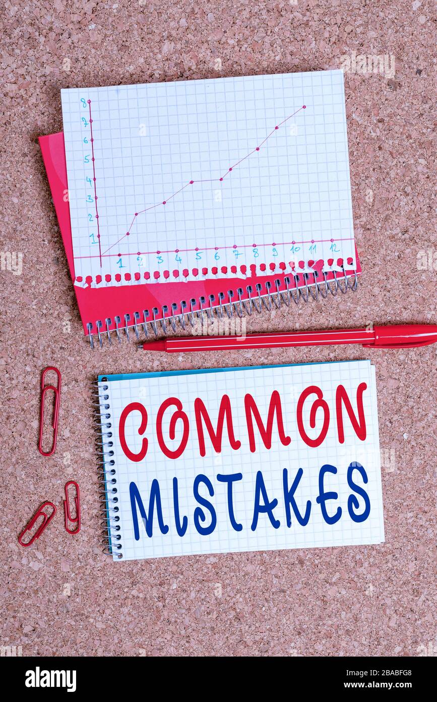 Handwriting text Common Mistakes. Conceptual photo actions that are ...