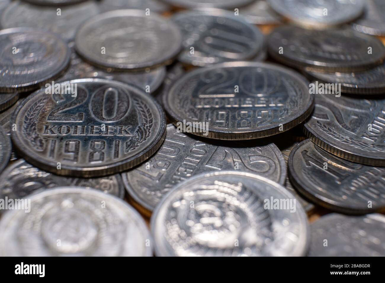 Soviet Union coins. Stack of coins representing success riches and ...