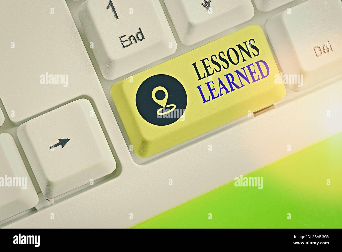 Conceptual hand writing showing Lessons Learned. Concept meaning the knowledge or understanding ...