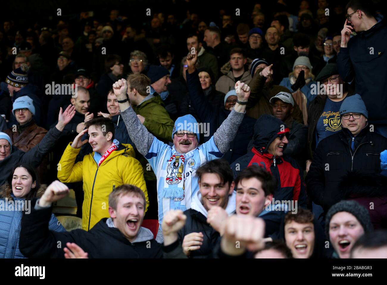 Coventry City's fans celebrates after the first goal scored by Callum O ...