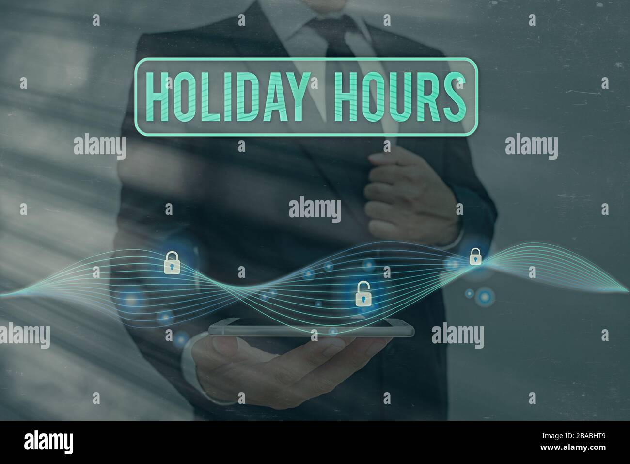Writing note showing Holiday Hours. Business concept for Overtime work ...