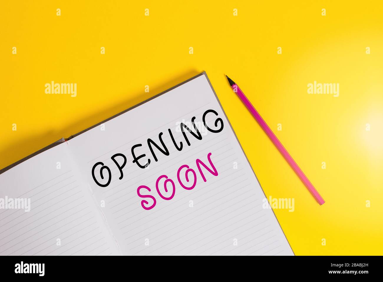 Text sign showing Opening Soon. Business photo text an act or instance ...
