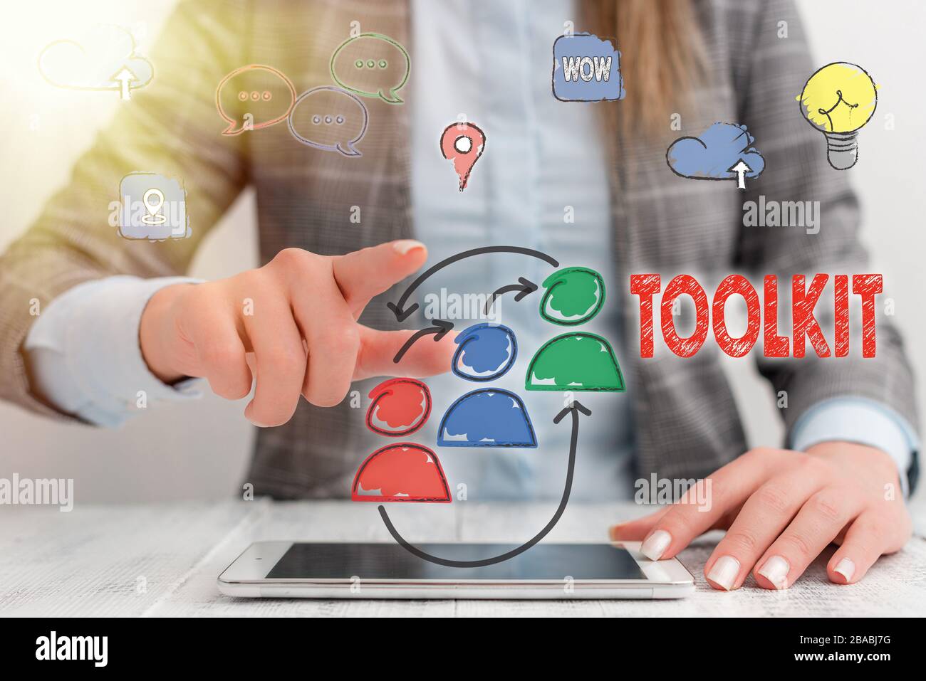 Writing note showing Toolkit. Business concept for set of tools kept in ...