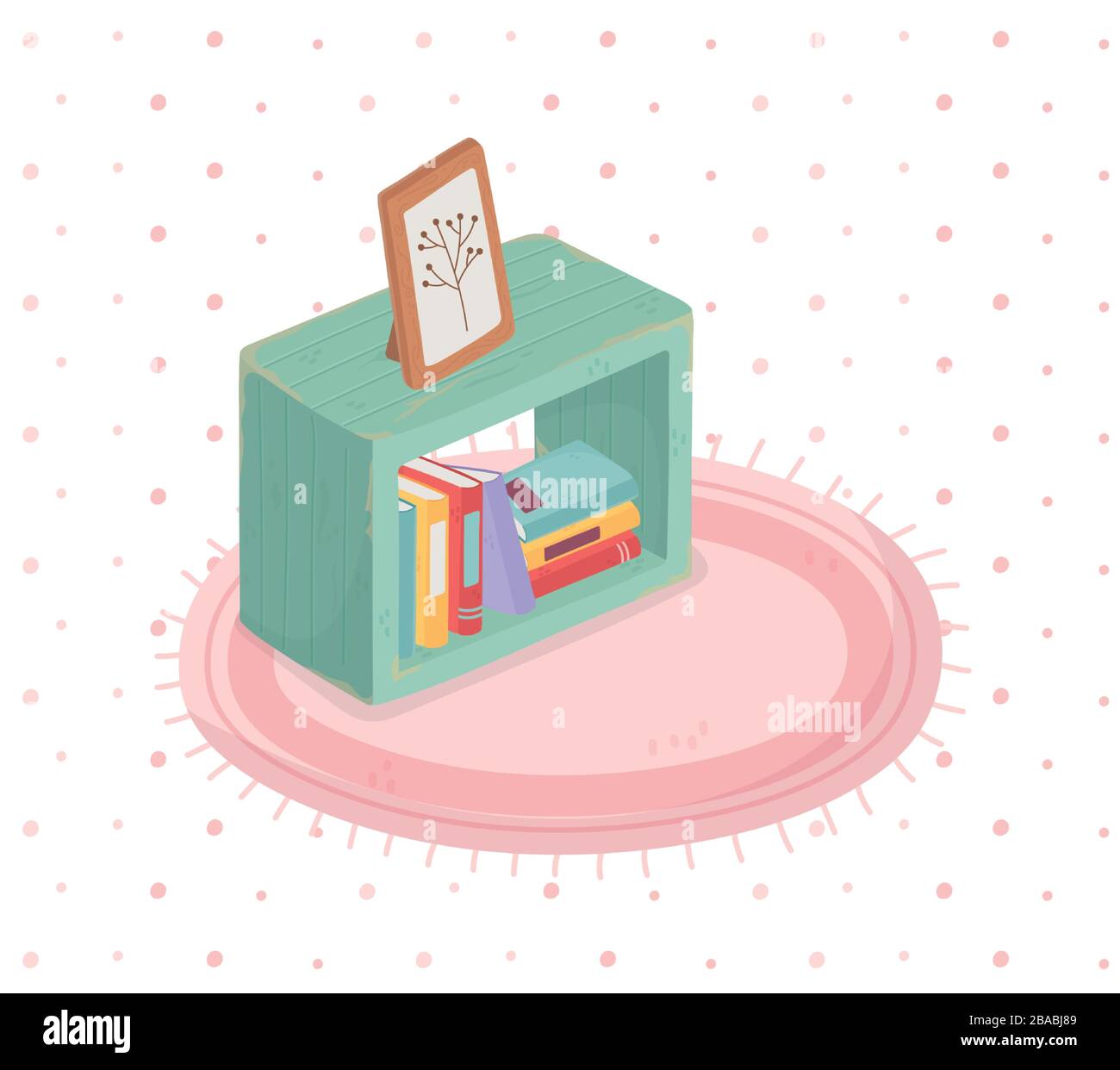 sweet home stack books and picture wooden frame carpet decoration ...