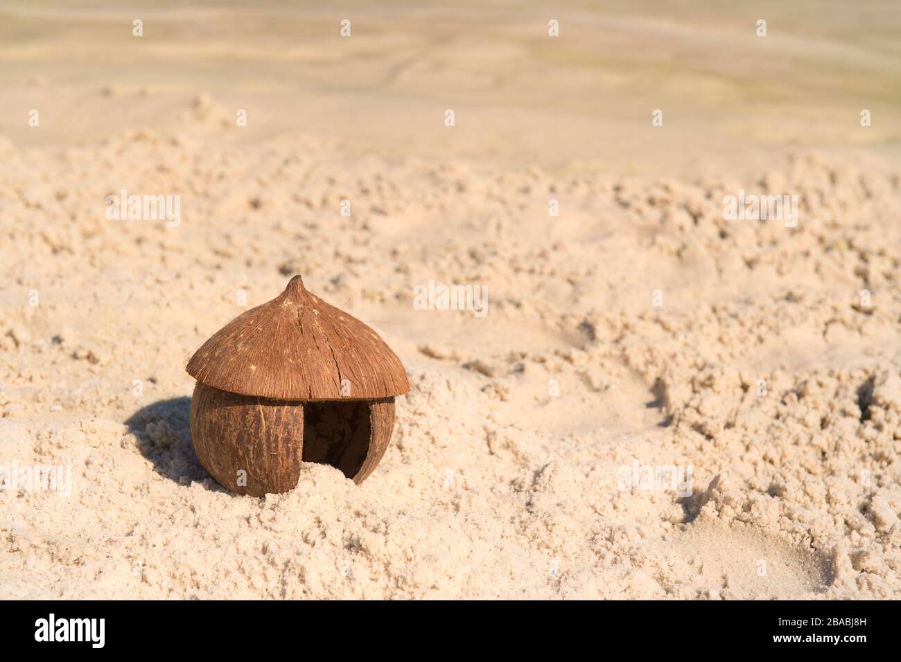 Simple coconut hut at the tropical beach Stock Photo - Alamy