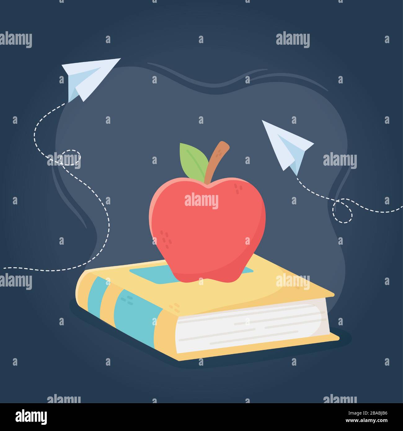 happy teachers day, school apple on book paper planes creativity design ...