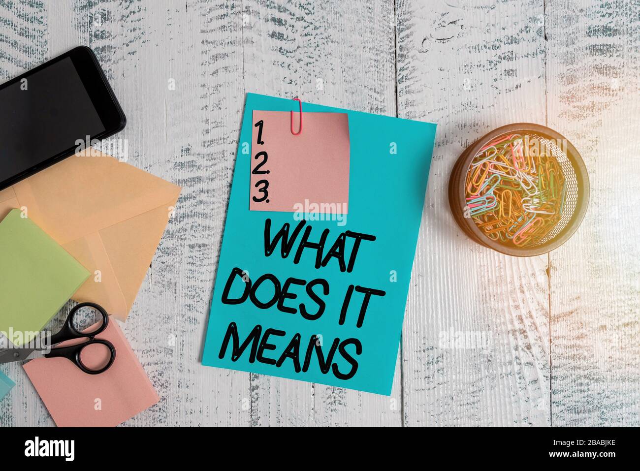 Word writing text What Does It Means Question. Business photo ...