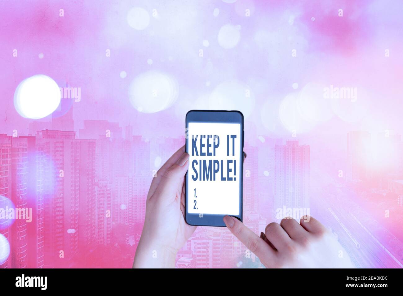 Text sign showing Keep It Simple. Business photo text ask something ...