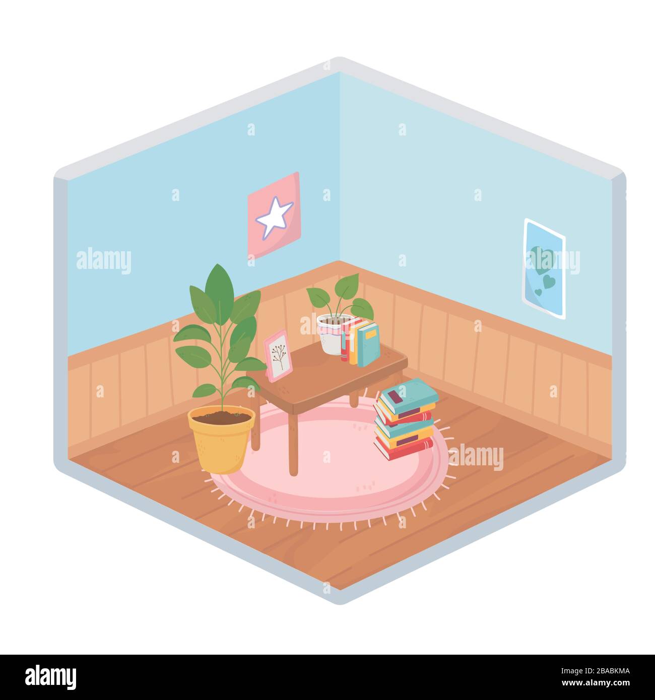 sweet home table with books frame potted plants on carpet, frame in ...