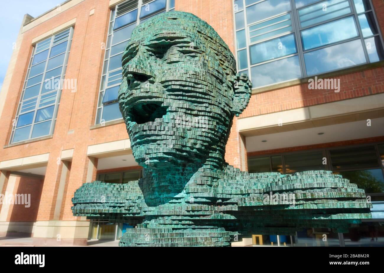 Sculpture outside McClay Library, Queen's University Belfast Stock ...