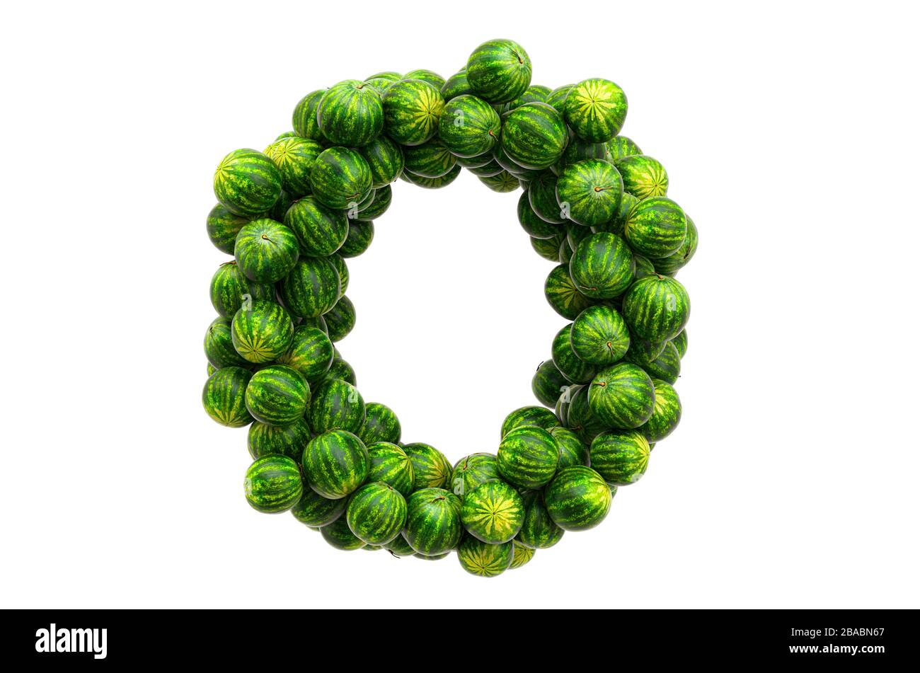 Letter O from watermelons. 3D rendering isolated on white background ...