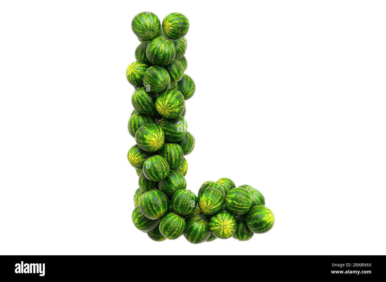 Letter L from watermelons. 3D rendering isolated on white background ...