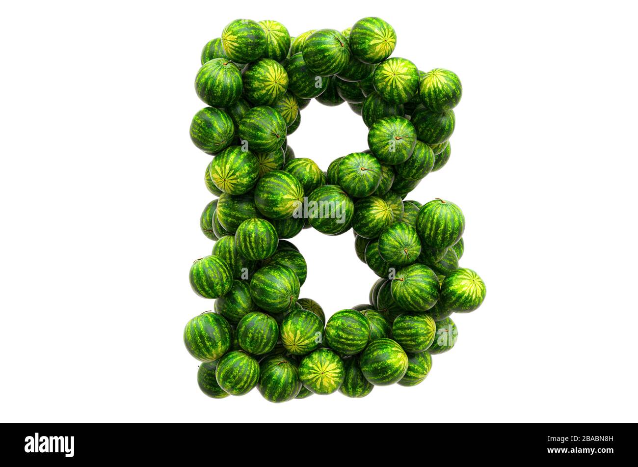 Letter B from watermelons. 3D rendering isolated on white background ...