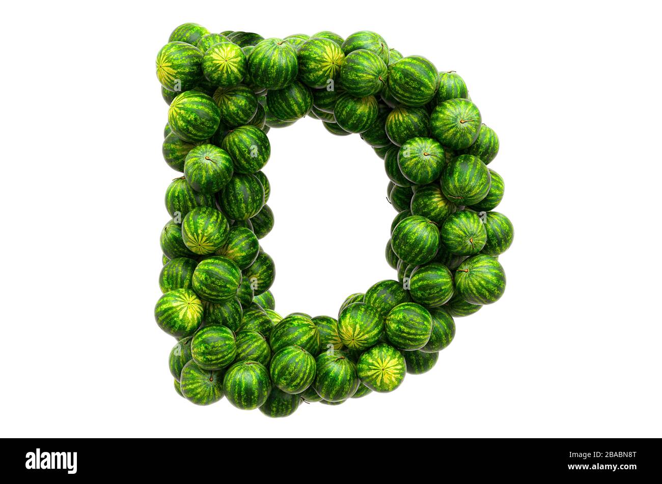 Letter D from watermelons. 3D rendering isolated on white background ...