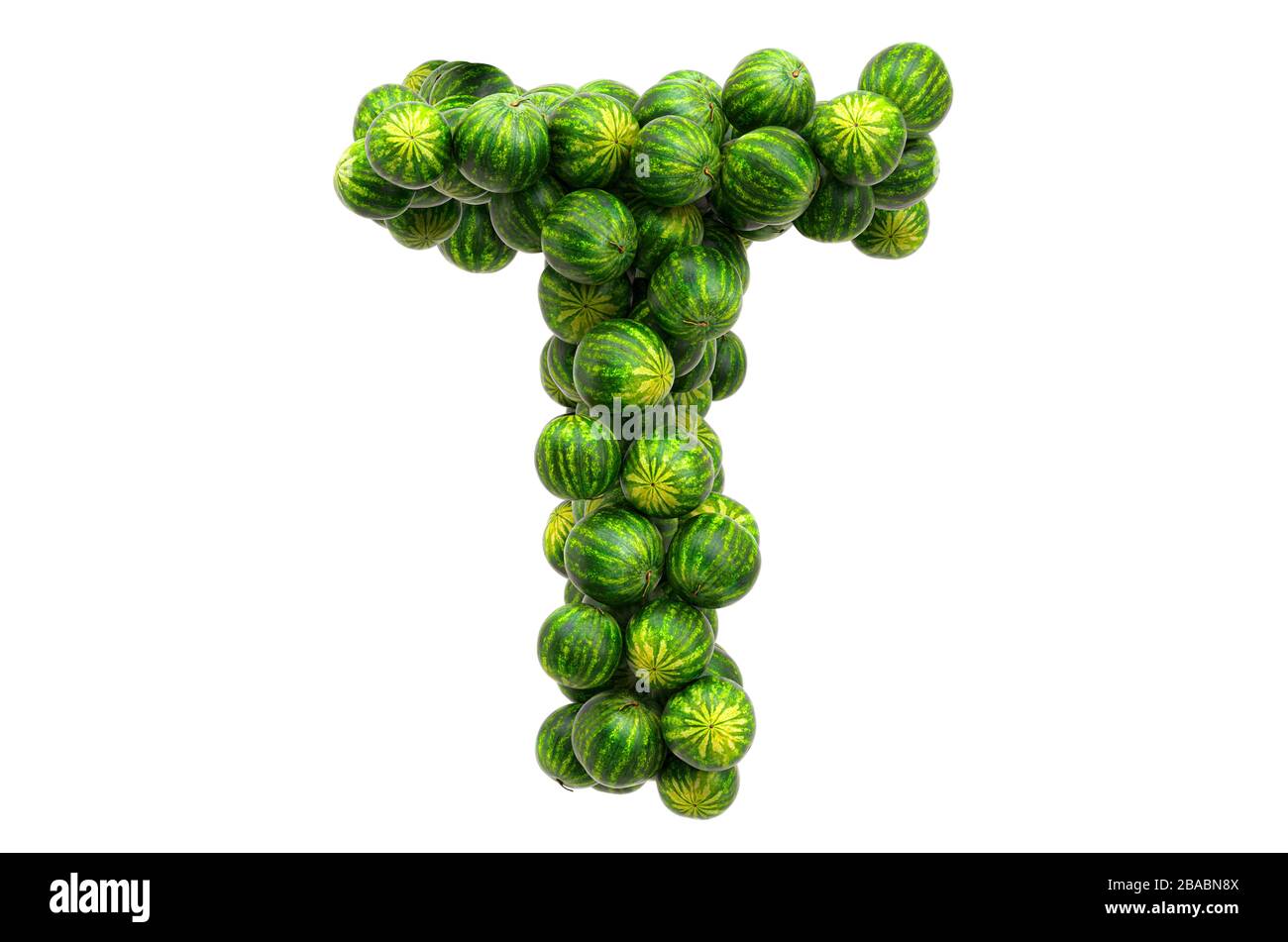Letter T from watermelons. 3D rendering isolated on white background ...
