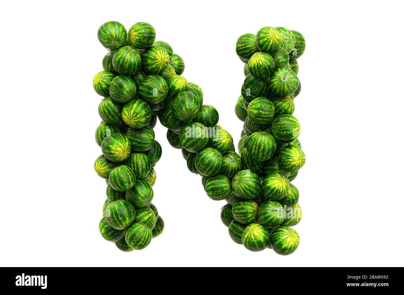 Letter N from watermelons. 3D rendering isolated on white background ...