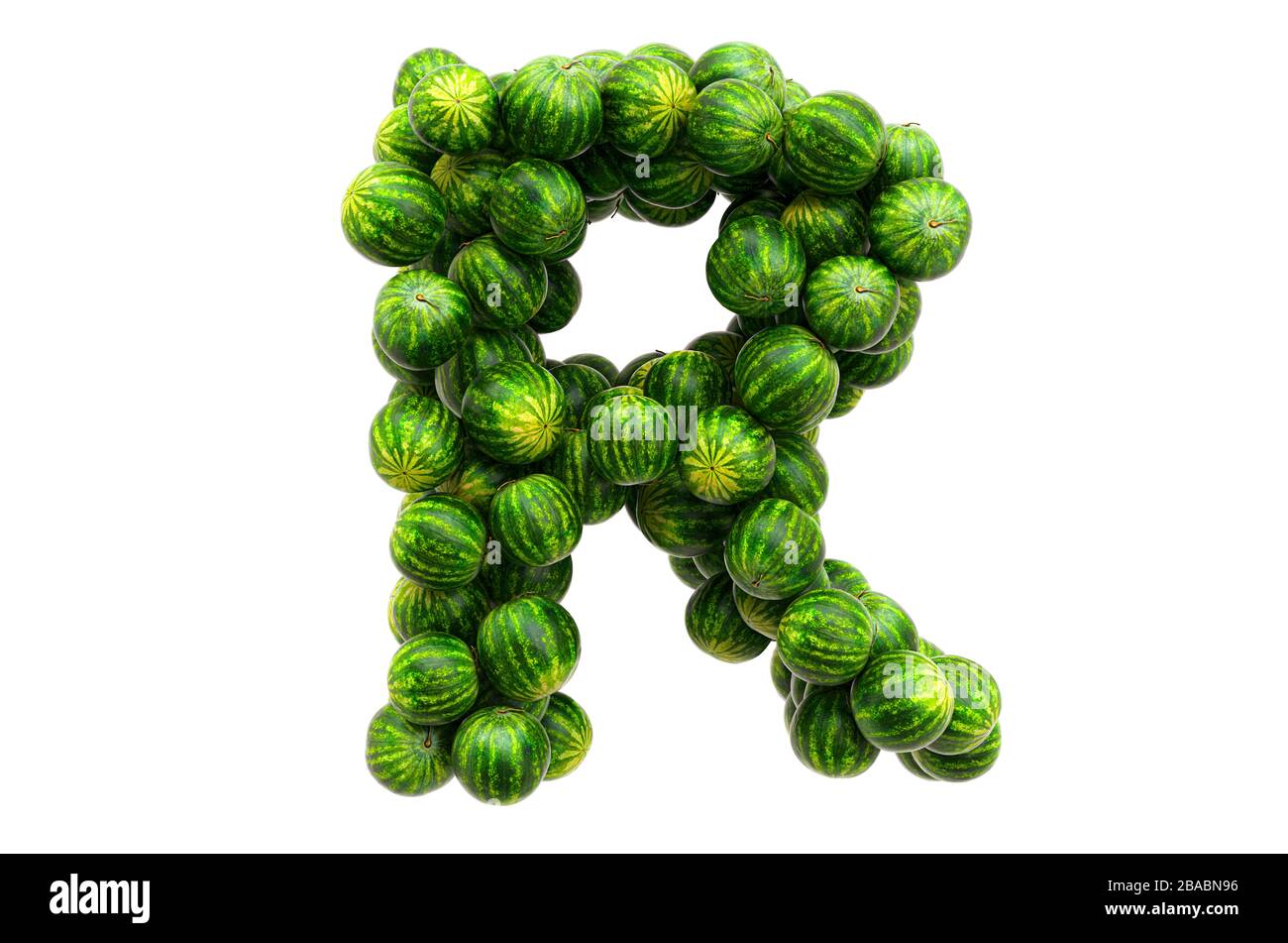 Letter R from watermelons. 3D rendering isolated on white background ...