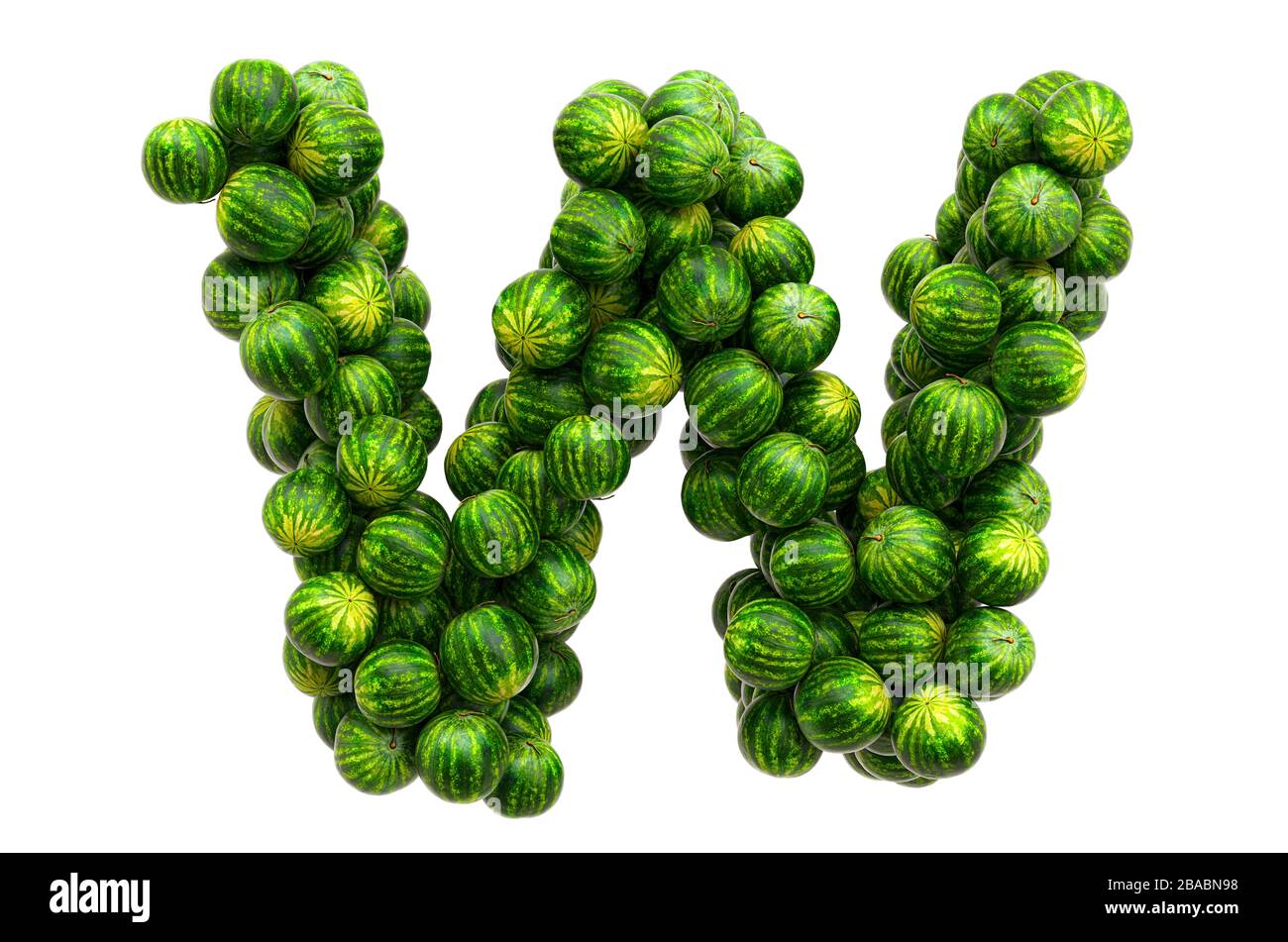 Letter W from watermelons. 3D rendering isolated on white background ...