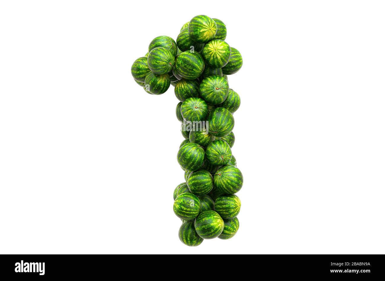 Number 1 from watermelons, 3D rendering isolated on white background ...