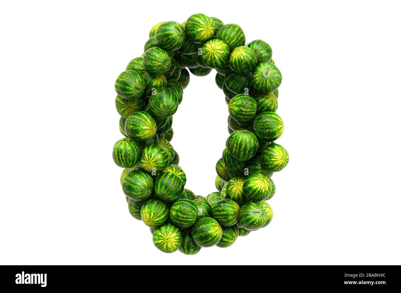 Number 0 from watermelons, 3D rendering isolated on white background ...