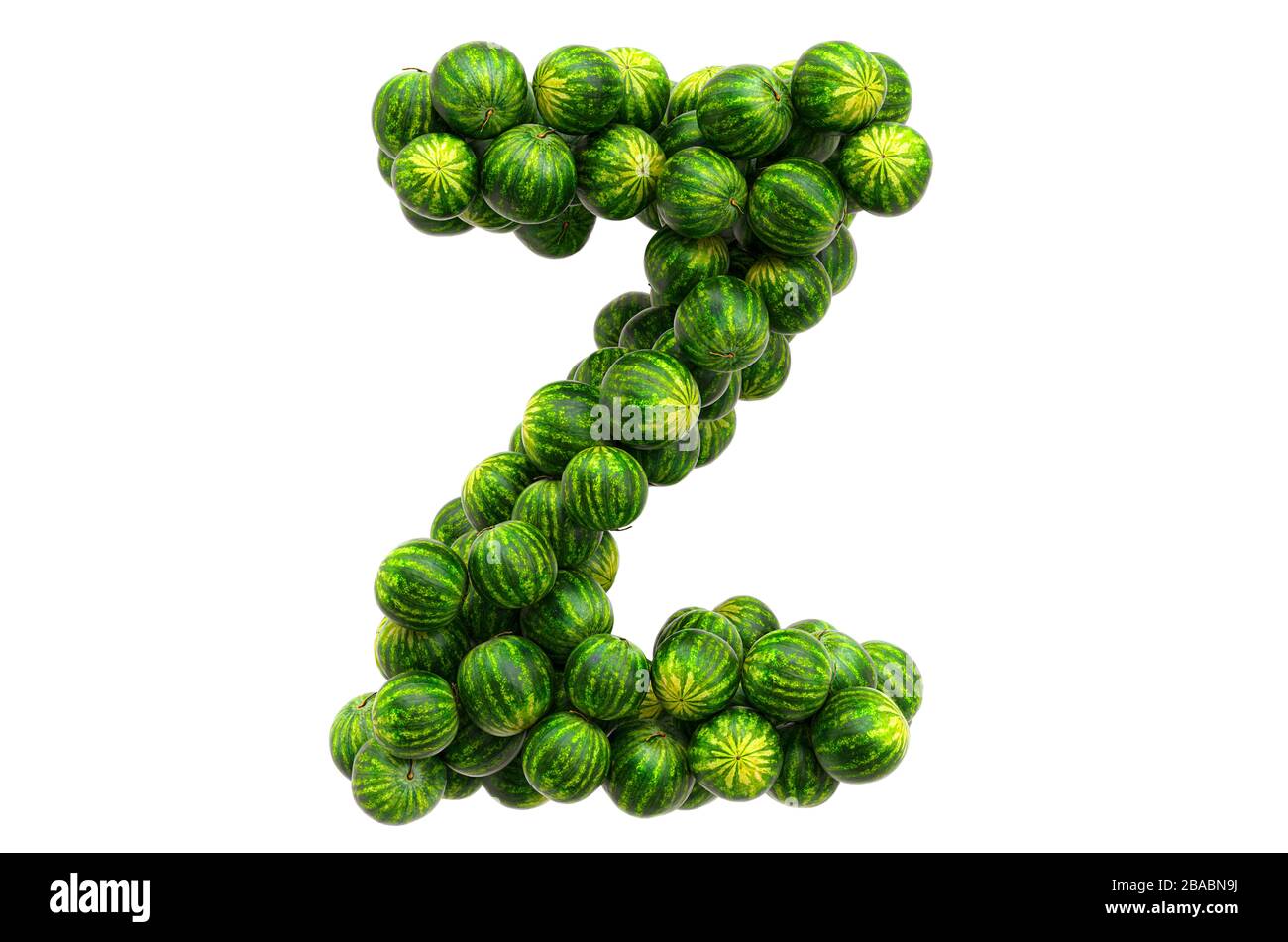 Letter Z from watermelons. 3D rendering isolated on white background ...