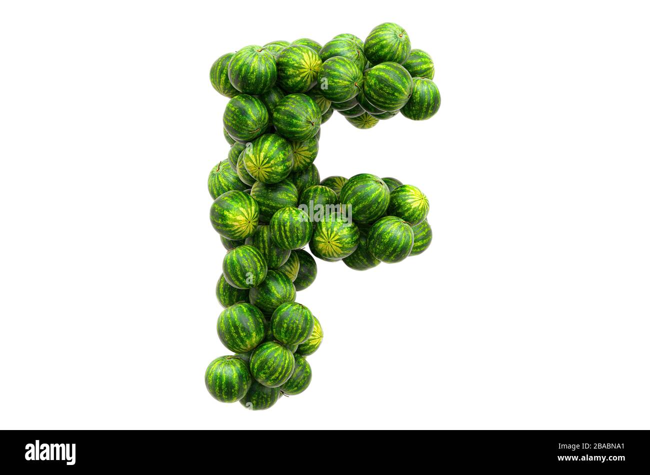 Letter F from watermelons. 3D rendering isolated on white background ...