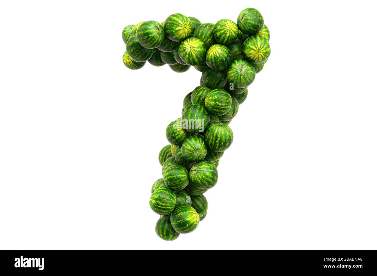 Number 7 from watermelons, 3D rendering isolated on white background ...