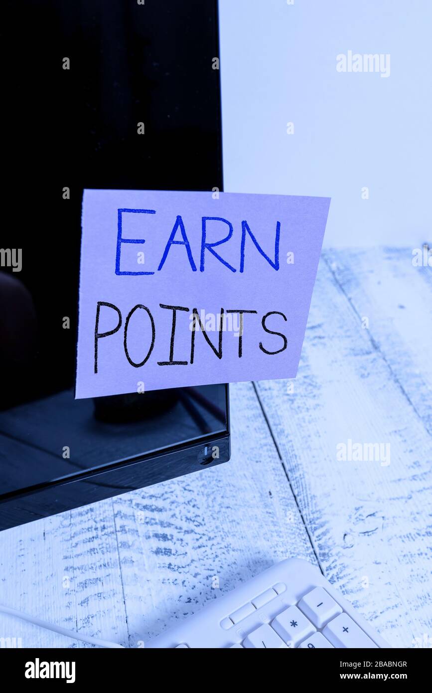 Text sign showing Earn Points. Business photo showcasing collecting ...