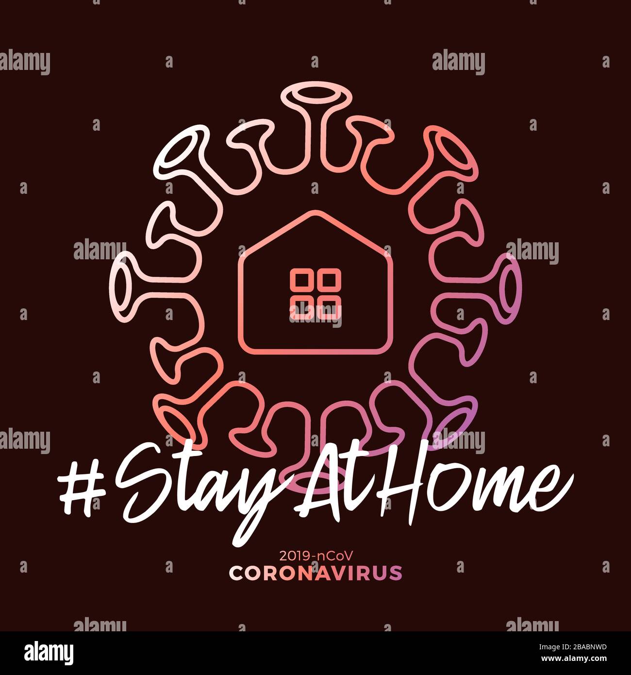 Stay At home sign. Covid-19 Corona virus written in typography poster ...