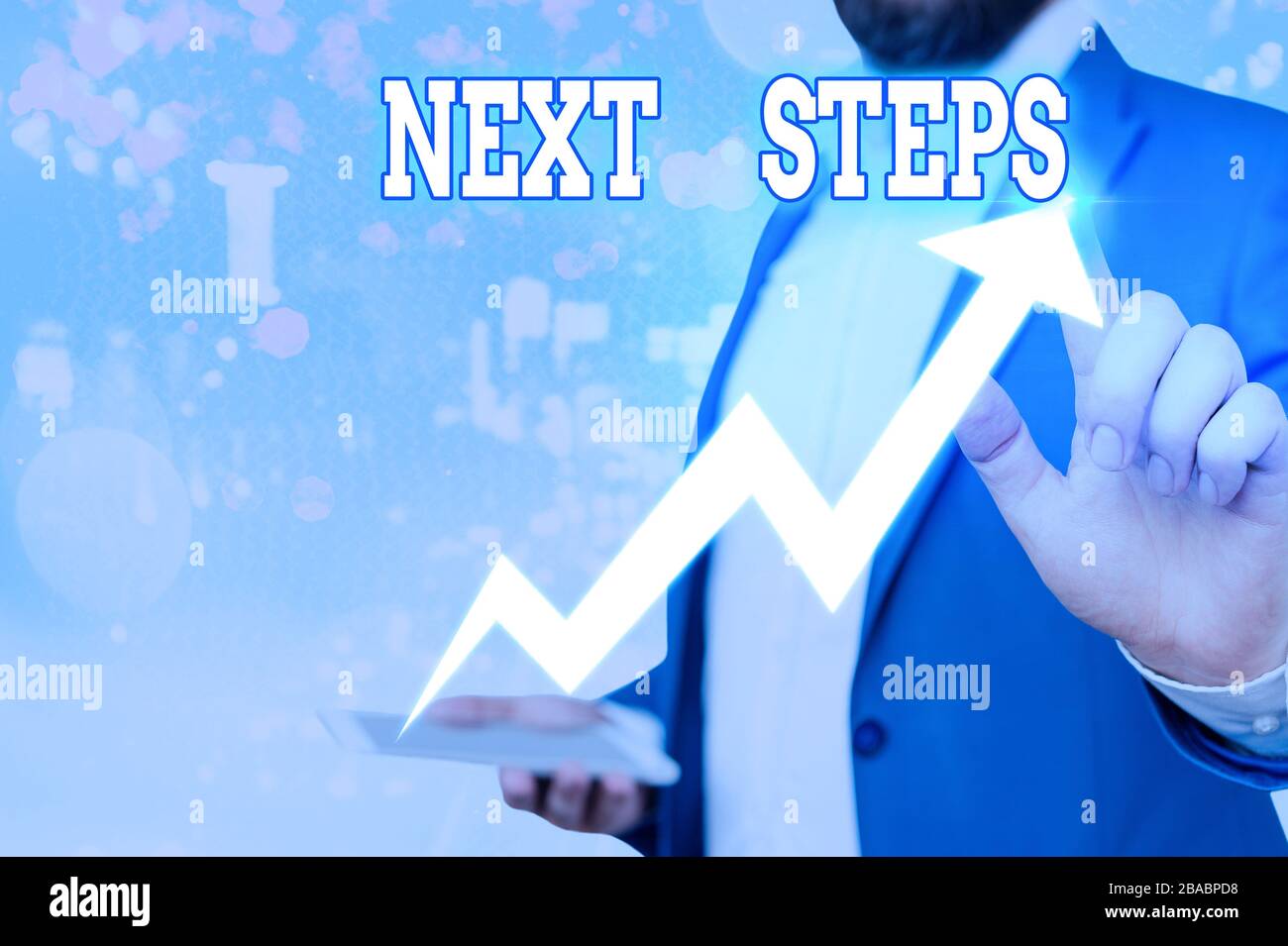 Text sign showing Next Steps. Business photo showcasing something you ...