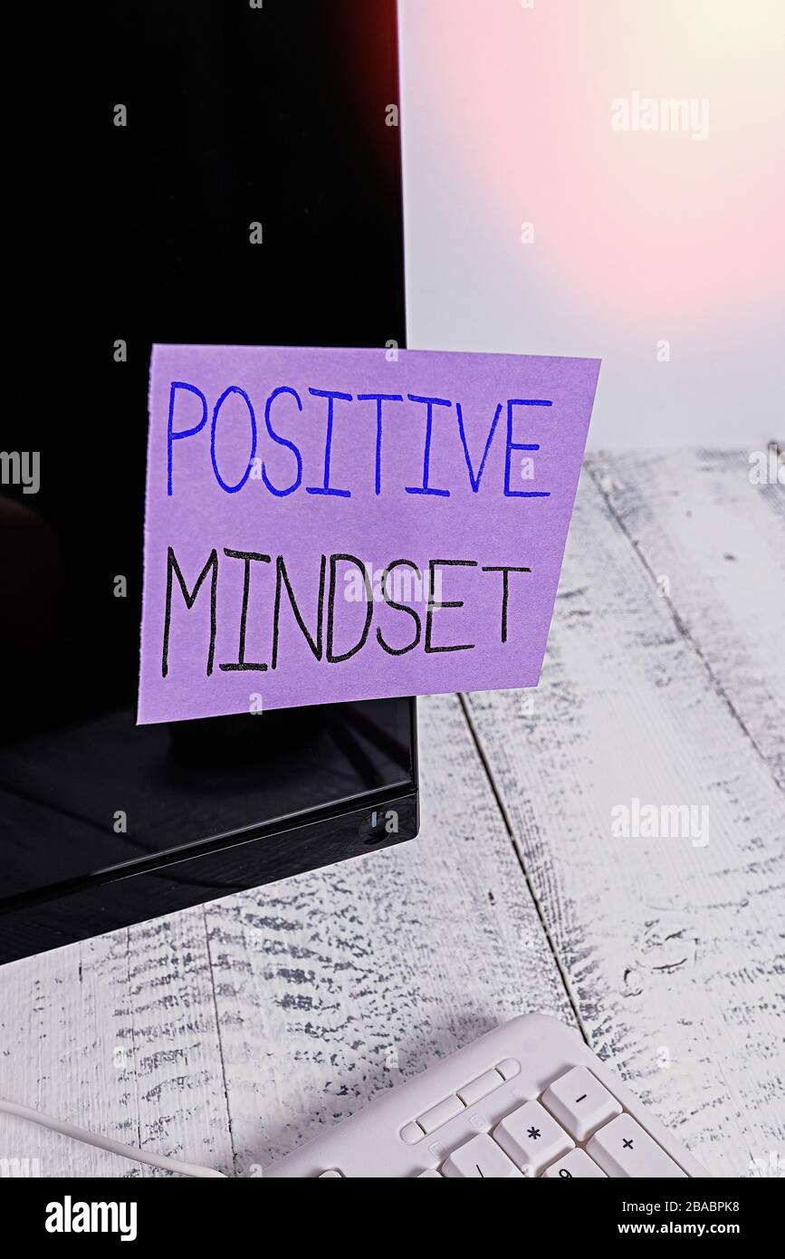Text sign showing Positive Mindset. Business photo showcasing mental ...