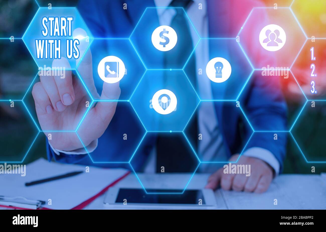 Conceptual hand writing showing Start With Us. Concept meaning inviting ...