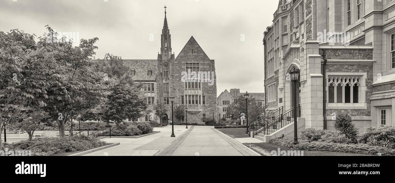 Buildings on Boston College campus, Chestnut Hill, Boston ...