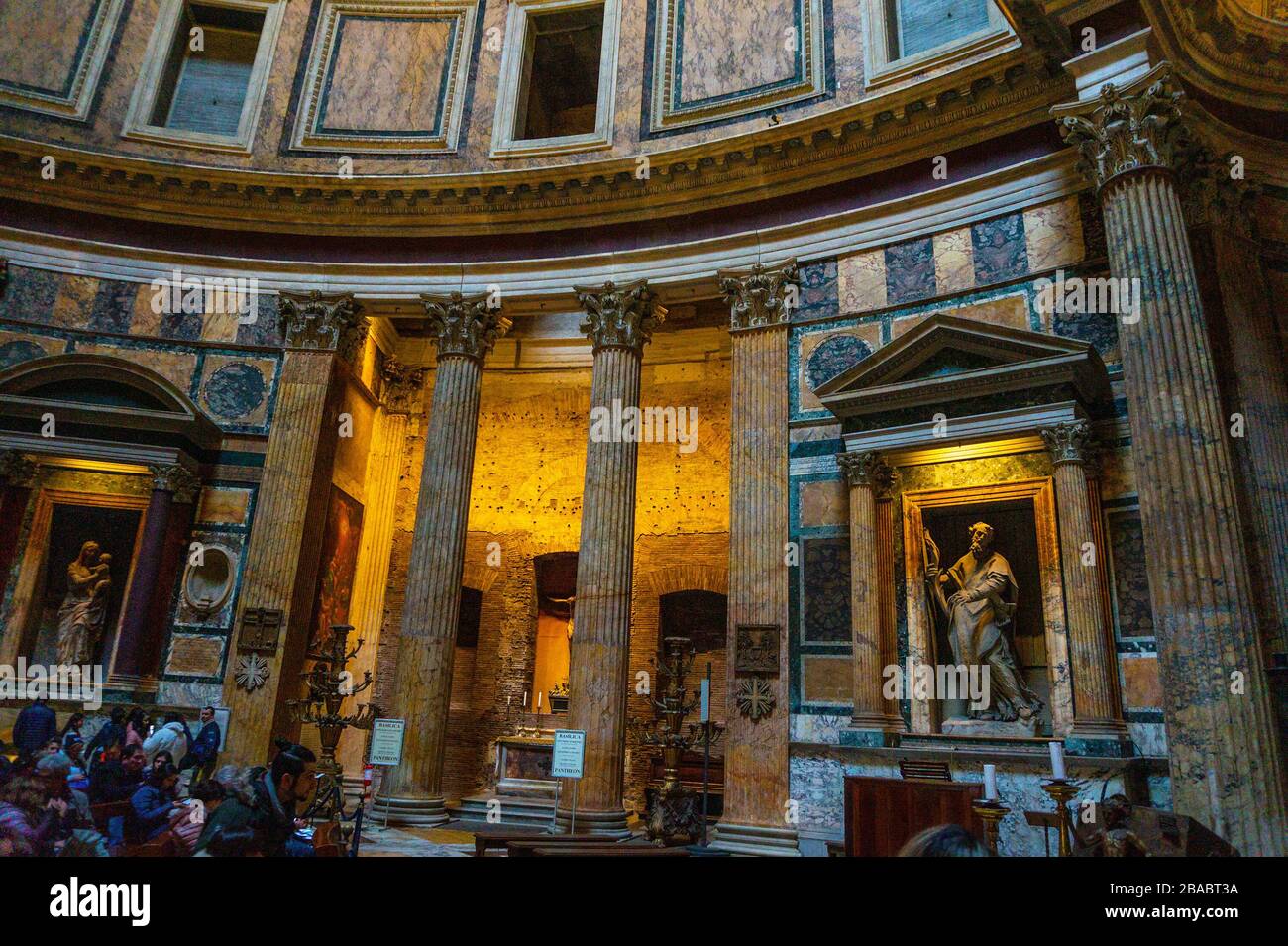 Interior details of ancient temple Pantheon in Rome, Italy. Pantheon ...