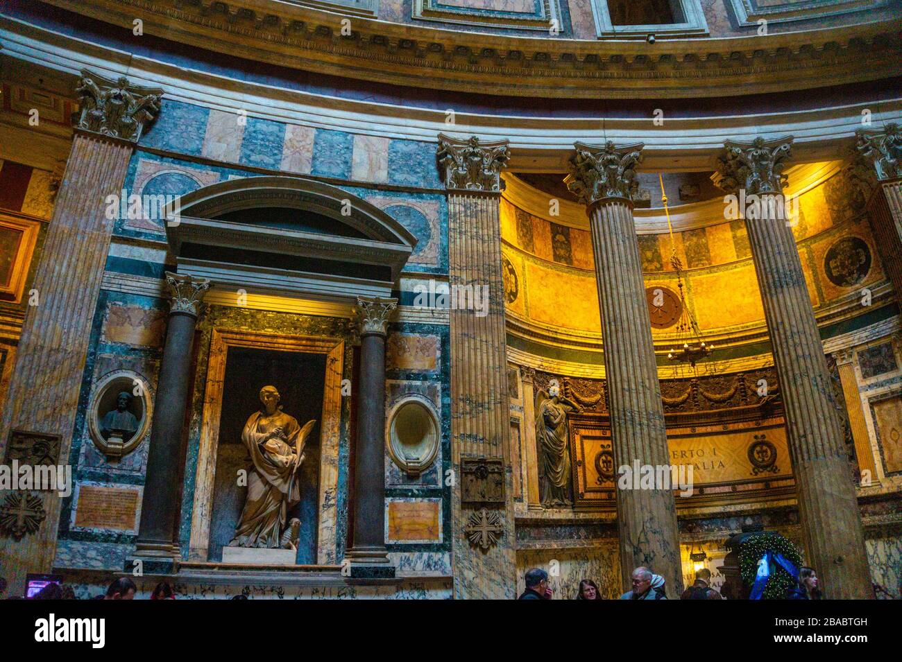 Interior details of ancient temple Pantheon in Rome, Italy. Pantheon ...