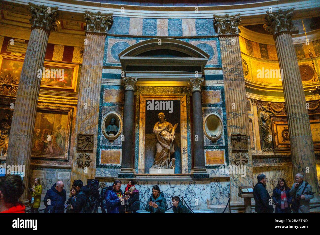 Interior details of ancient temple Pantheon in Rome, Italy. Pantheon ...