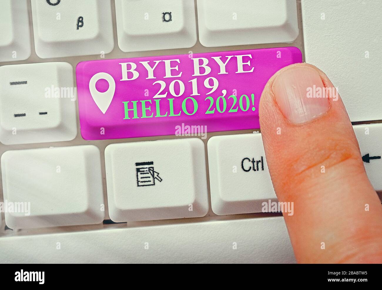 Writing note showing Bye Bye 2020 Hello 2020. Business concept for ...