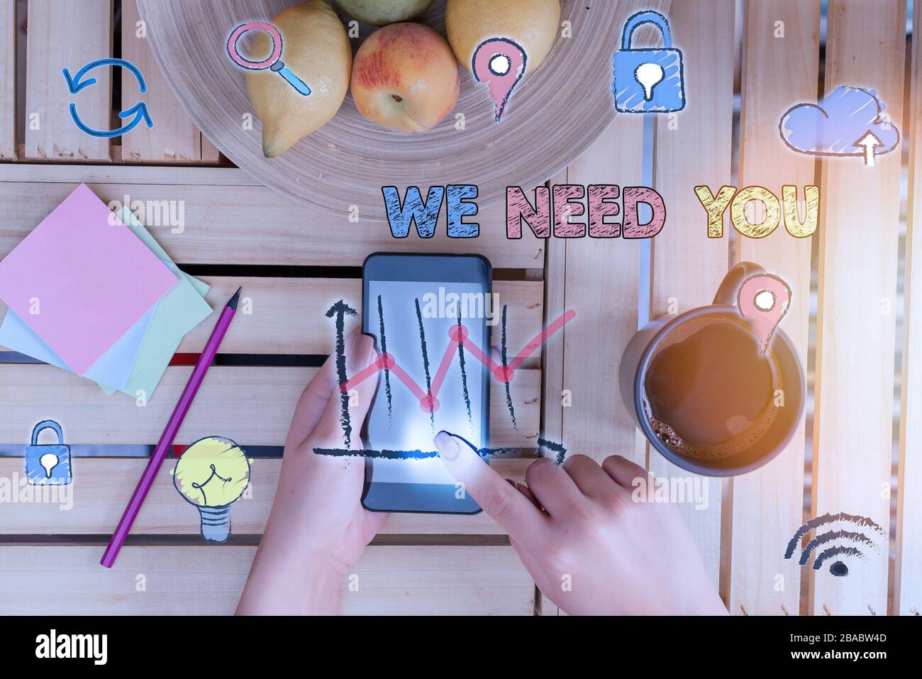 Text sign showing We Need You. Business photo text to fulfill the needs ...