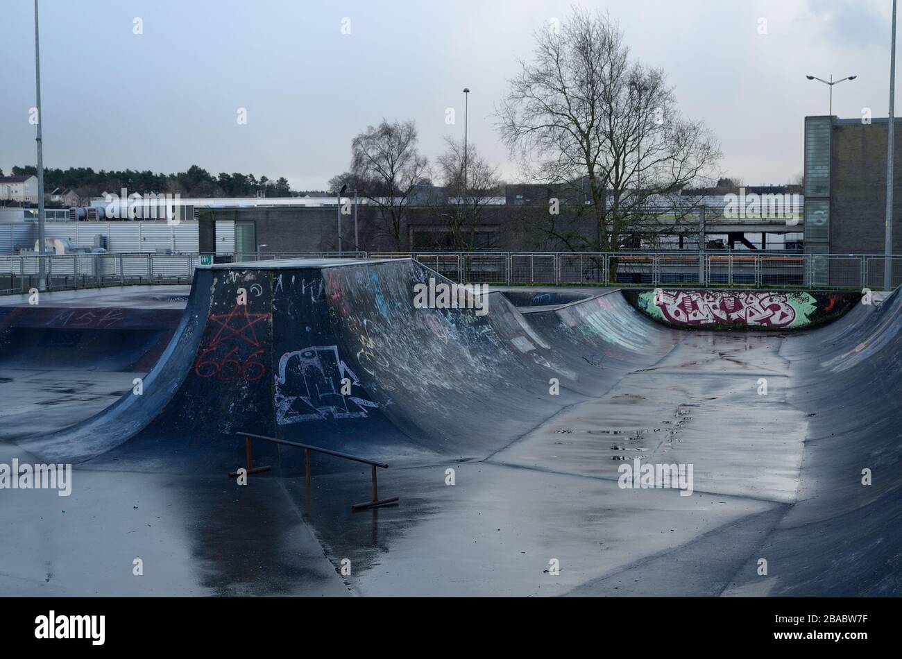 Dollan Baths skatepark, East Kilbride Stock Photo - Alamy