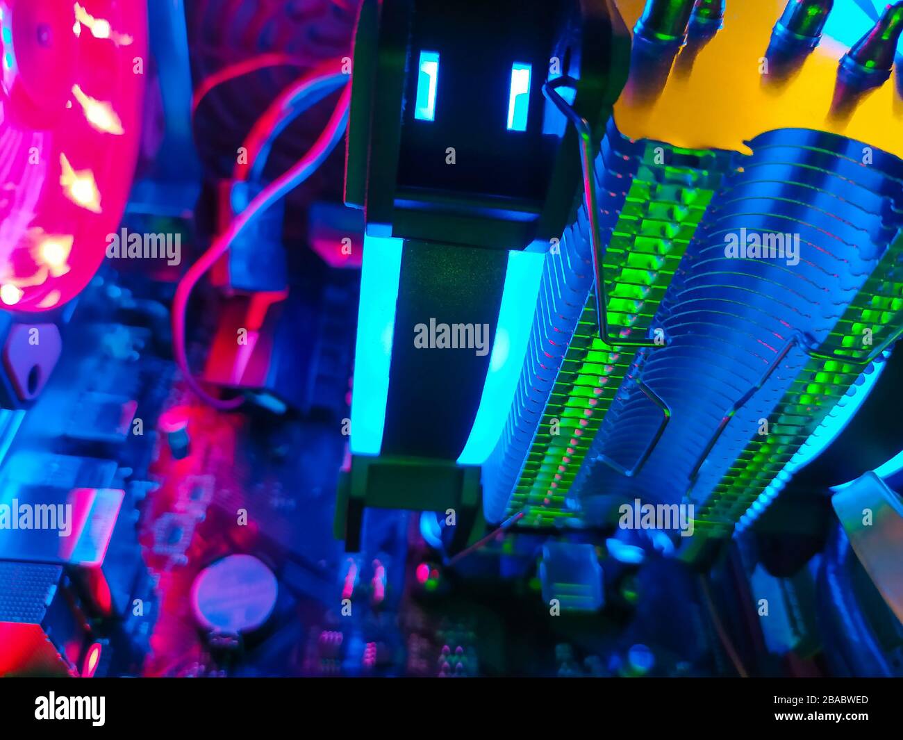 Modern computer air cooling with multi-colored led backlight-fans ...