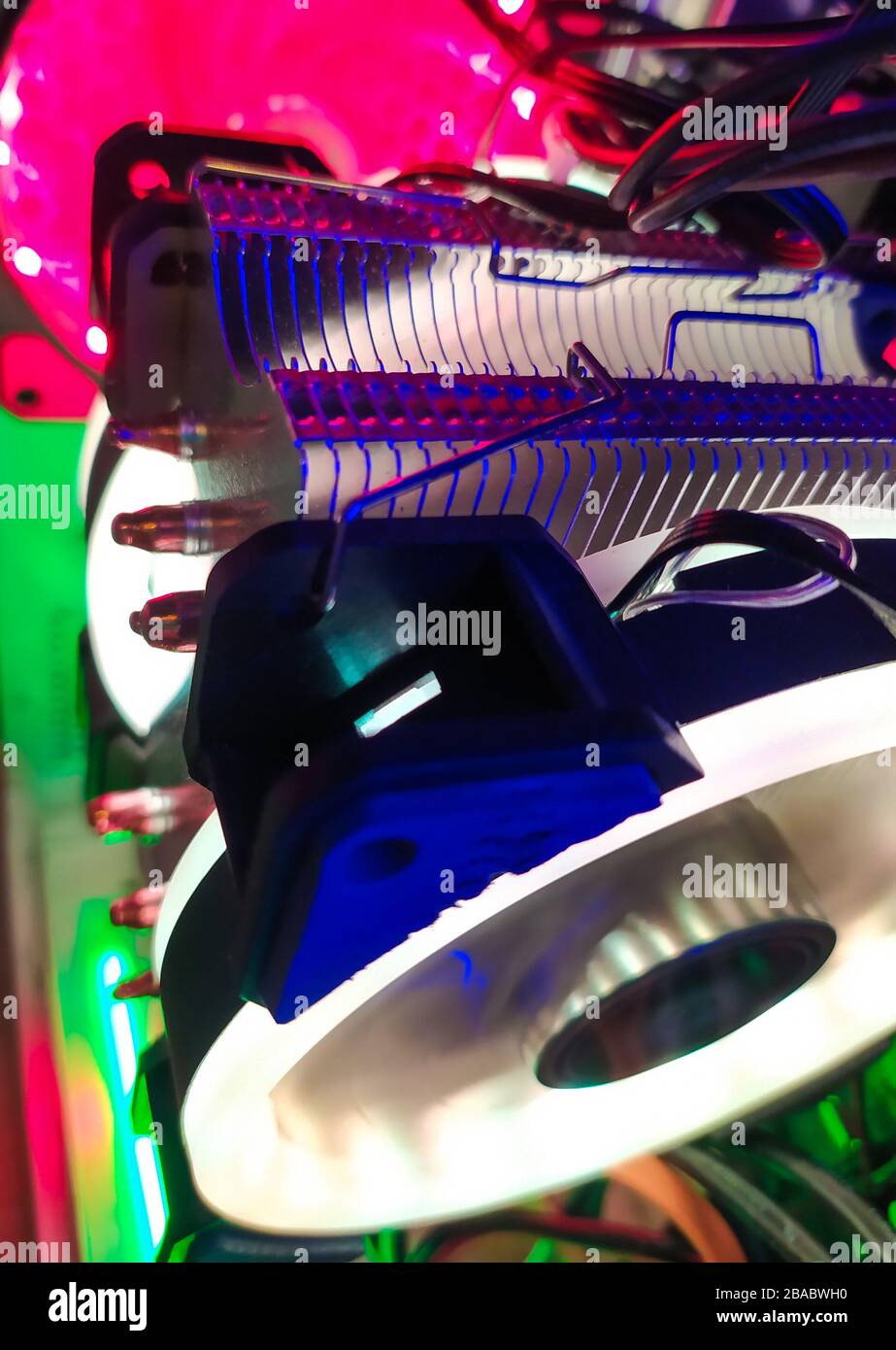 Modern computer air cooling with multi-colored led backlight-fans ...